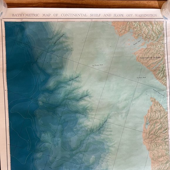 Art | Vintage Bathymetric Map Of Continental Shelf And Slope Off Coast ...